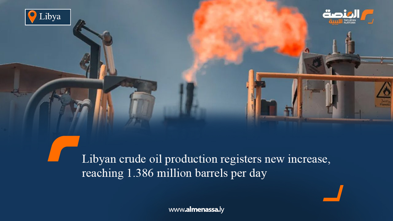 Libyan crude oil production registers new increase, reaching 1.386 ...